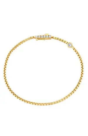 CRISLU Rounded Box Chain Bracelet - 18kt Yellow Gold/clear Stone