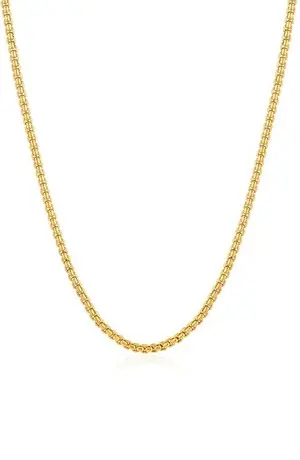CRISLU Rounded Box Chain Necklace - 18kt Yellow Gold/clear Stone