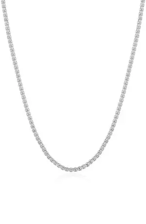 CRISLU Rounded Box Chain Necklace - Pure Platinum/clear Stone