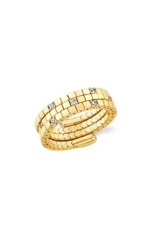 CRISLU Three-row Cubic Zirconia Ring - 18kt Yellow Gold/clear Stone