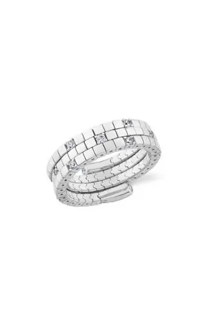 CRISLU Three-row Cubic Zirconia Ring - Pure Platinum/clear Stone