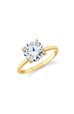 CRISLU Brilliant Cut Cubic Zirconia Solitaire Ring - 18kt Yellow Gold/clear Stone