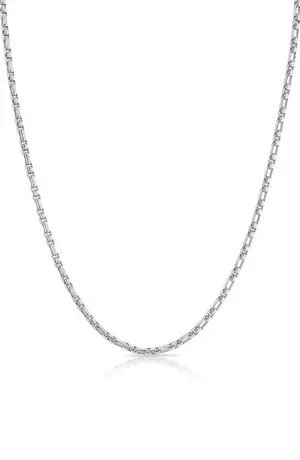 CRISLU Layered Box Chain Necklace - Pure Platinum/clear Stone