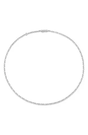 CRISLU Layered Box Chain Necklace - Pure Platinum/clear Stone