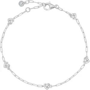 CRISLU Valentine Cubic Zirconia Heart Station Bracelet - Pure Platinum/clear Stone