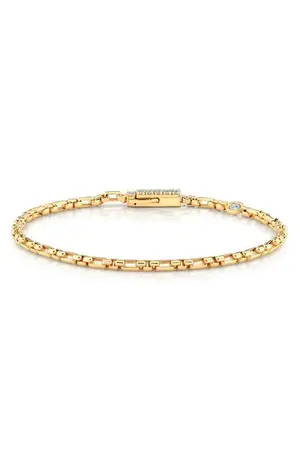 CRISLU Layer Up Box Chain Bracelet - 18kt Yellow Gold/clear Stone