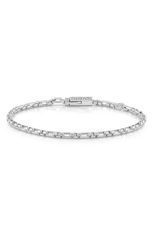 CRISLU Layer Up Box Chain Bracelet - Pure Platinum/clear Stone