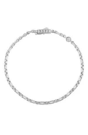 CRISLU Layer Up Box Chain Bracelet - Pure Platinum/clear Stone