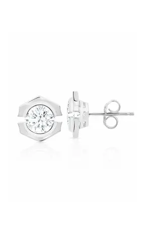 CRISLU Solara Cubic Zirconia Stud Earrings - Pure Platinum/clear Stone