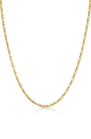 CRISLU Box Chain Necklace - 18kt Yellow Gold/clear Stone