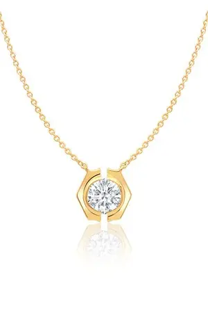CRISLU Solara Zirconia Necklace - 18kt Yellow Gold/clear Stone