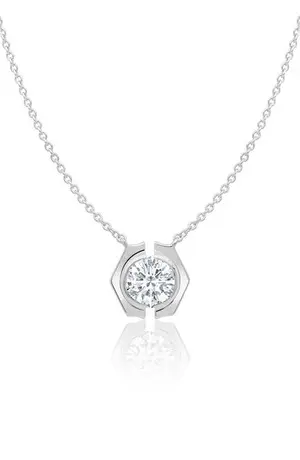 CRISLU Solara Zirconia Necklace - Pure Platinum/clear Stone