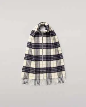 Johnstons Of Elgin Knockmore Tartan Cashmere Scarf - Cream