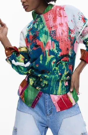 Desigual Splatter Print Crewneck Sweatshirt