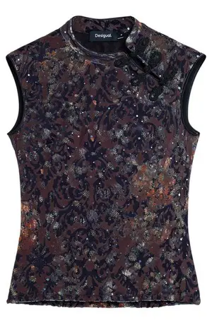 Desigual Sleeveless Mock Neck Top