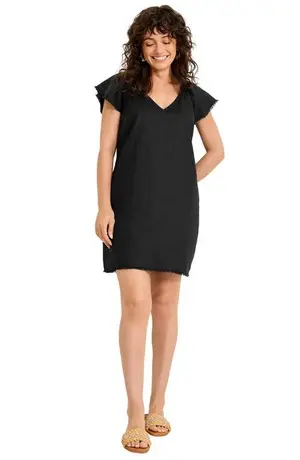 Tommy Bahama Flutter-sleeve Linen Mini Dress - Black