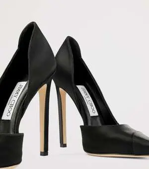 JIMMY CHOO Brigitte 120 Satin Pumps - Black