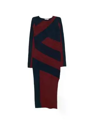 Patrizia Pepe Sculptural Knitted Midi Dress - Red