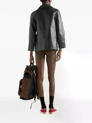 Prada Raglan Sleeve Leather Jacket - Black