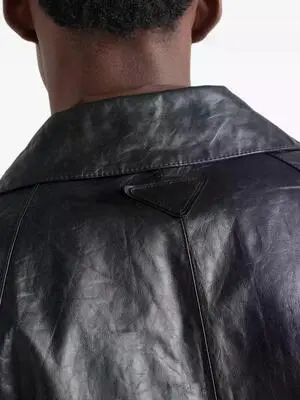 Prada Raglan Sleeve Leather Jacket - Black