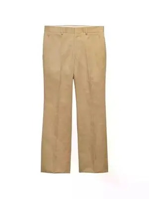Prada Trumpet-flare Cotton Trousers - Neutrals