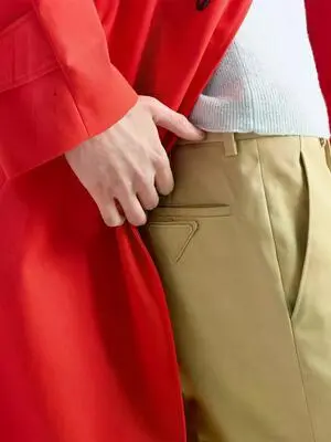 Prada Trumpet-flare Cotton Trousers - Neutrals