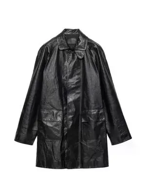 Prada Raglan-sleeve Leather Coat