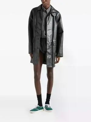 Prada Raglan-sleeve Leather Coat