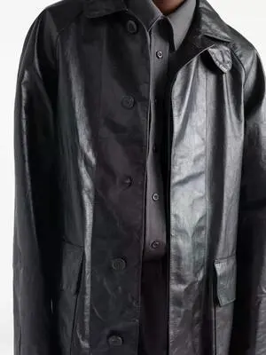 Prada Raglan-sleeve Leather Coat
