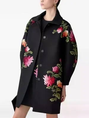 Carolina Herrera Chrysanthemum-embroidered Cocoon Coat
