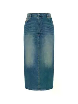 Moschino Label Denim Midi Skirt