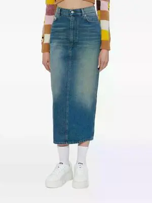 Moschino Label Denim Midi Skirt