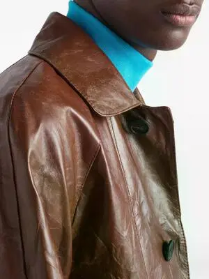 Prada Leather Blouson Jacket - Brown