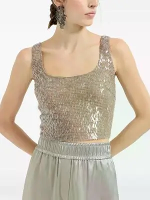 Brunello Cucinelli Cascade-embroidered Cropped Top