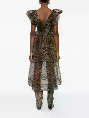 GANNI Animal-print Midi Dress