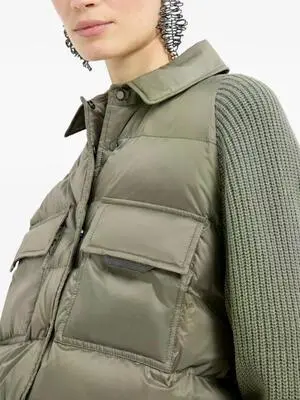 Brunello Cucinelli Quilted Knit-sleeve Jacket - Green