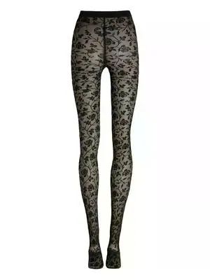 Wolford Rose Floral Tights - Black