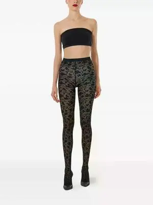 Wolford Rose Floral Tights - Black