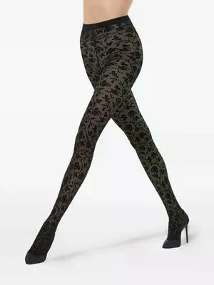 Wolford Rose Floral Tights - Black