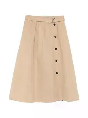 Prada Button Belted Midi Skirt