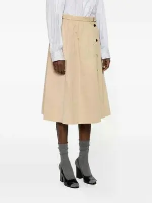 Prada Button Belted Midi Skirt