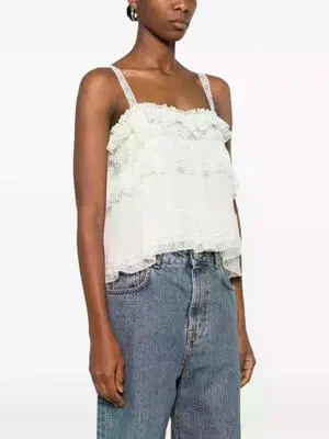 Alberta Ferretti Lace Ruffled Top