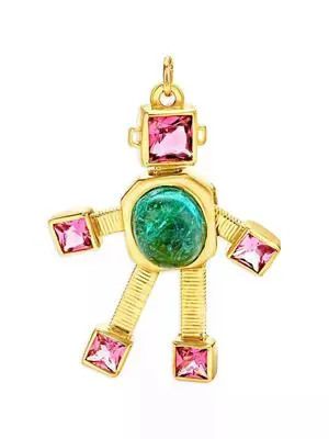 VAN ROBOT Paraiba Tourmaline Rubellite Robot Pendant - Gold