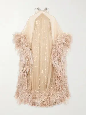 TALLER MARMO Sza Sza Disco Feather-trimmed Gown - Pink