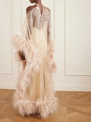 TALLER MARMO Sza Sza Disco Feather-trimmed Gown
