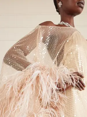 TALLER MARMO Sza Sza Disco Feather-trimmed Gown