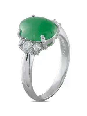 LB EXCLUSIVE Diamond And Jade Ring - Silver