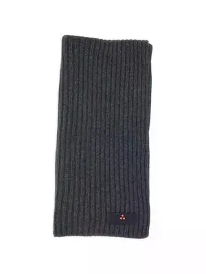 Peuterey Ribbed-knit Logo-patch Scarf - Grey
