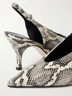 AeydĒ Carla Snake-effect Leather Slingback Pumps