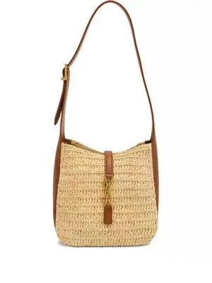 Saint Laurent Le 5 À 7 Raffia Shoulder Bag - Neutrals